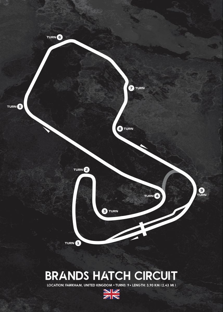 'Brands Hatch' Poster, picture, metal print, paint by Mapsters | Displate