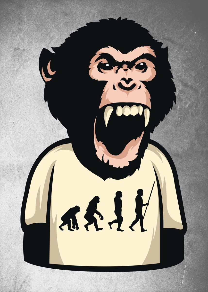 'Chimpanzee human evolution' Poster, picture, metal print, paint by ...