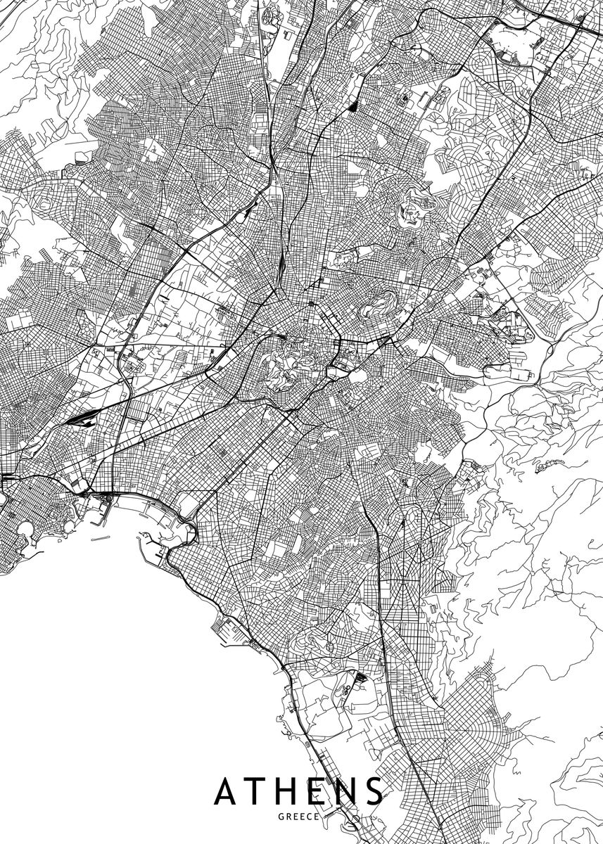 'Athens Map' Poster, picture, metal print, paint by Multiplicity Maps ...