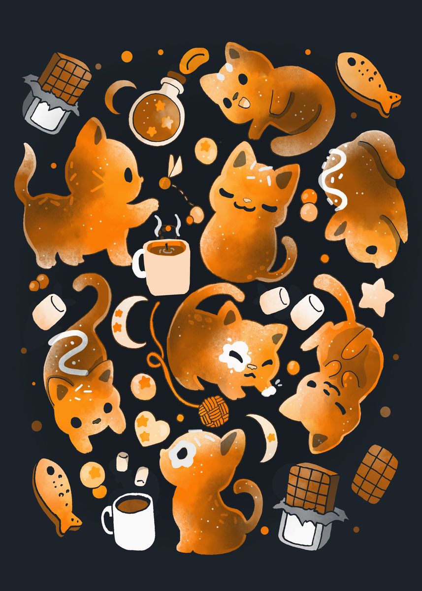 'Choco Cat' Poster, picture, metal print, paint by Valentina Fabbri ...