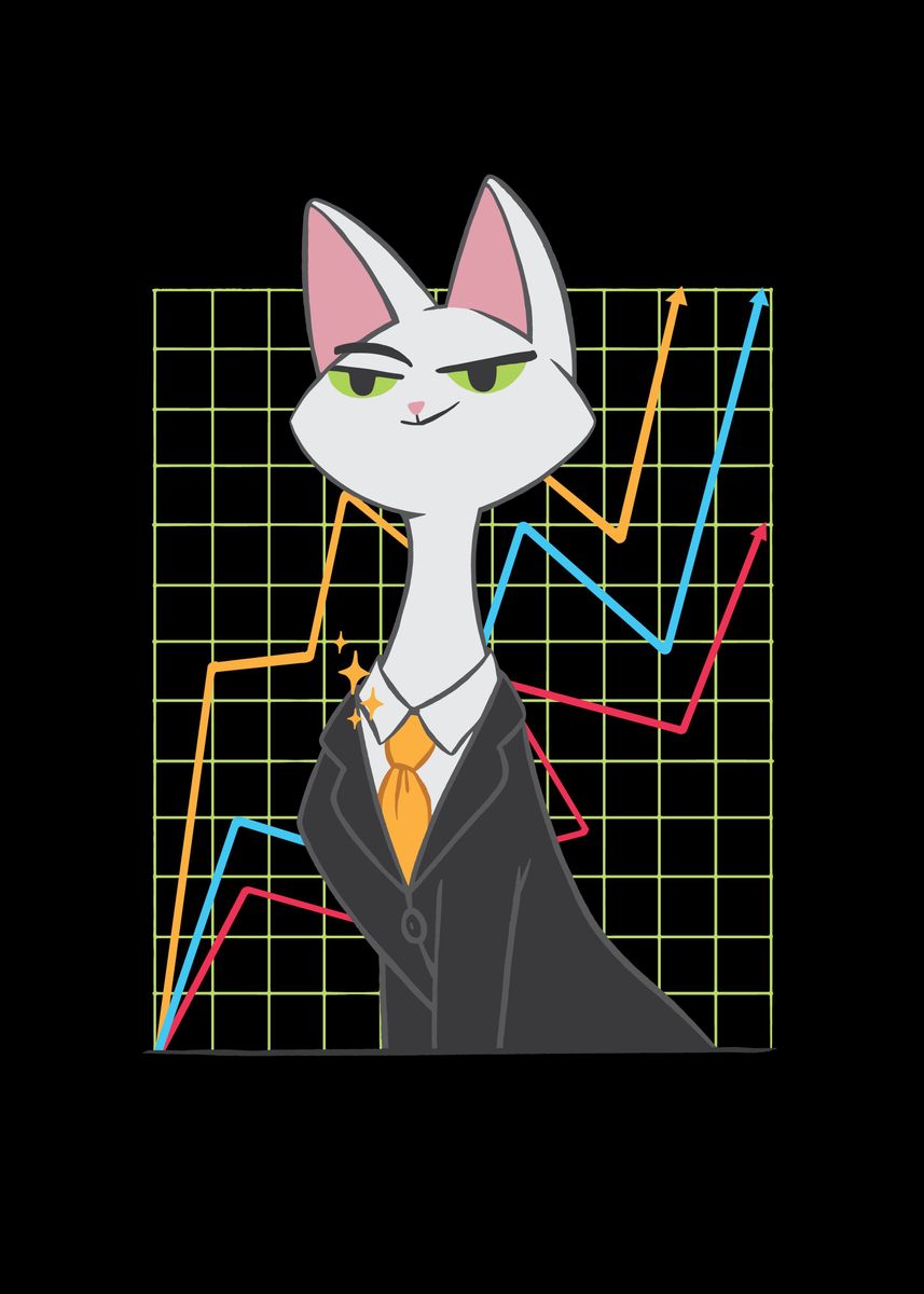 'Investor Business Cat' Poster, picture, metal print, paint by ...