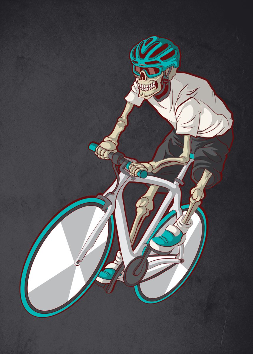 'Skeleton bike riding' Poster, picture, metal print, paint by ...