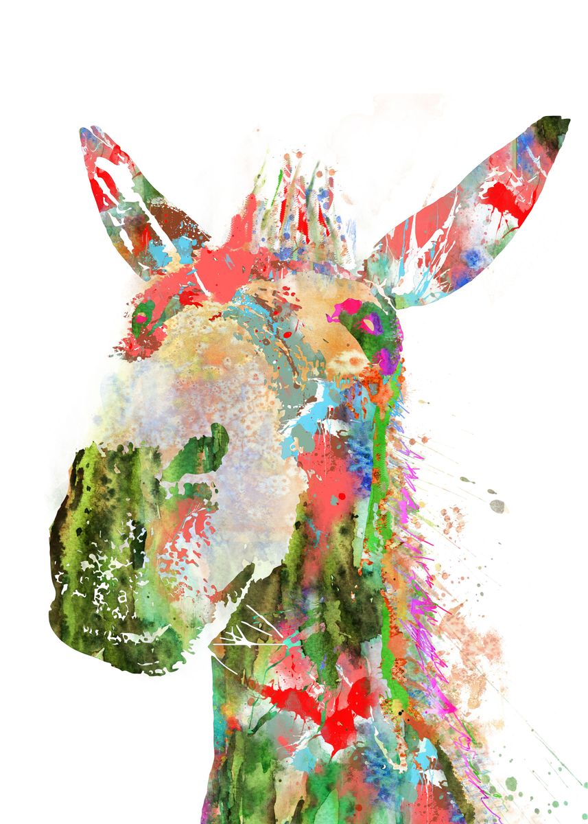 'Donkey ' Poster, picture, metal print, paint by RosaliasArt | Displate