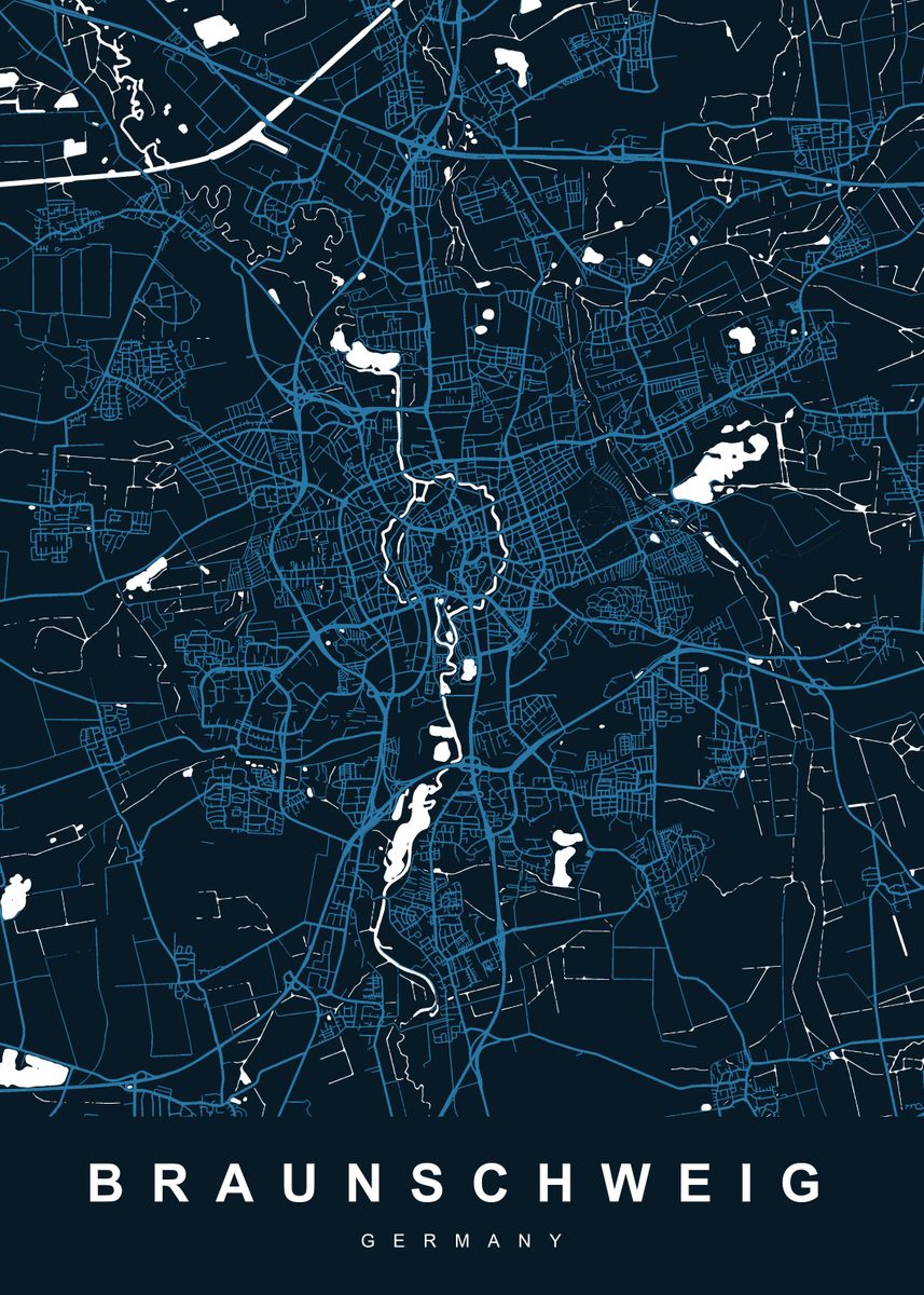 'BRAUNSCHWEIG City Map ' Poster, picture, metal print, paint by ...