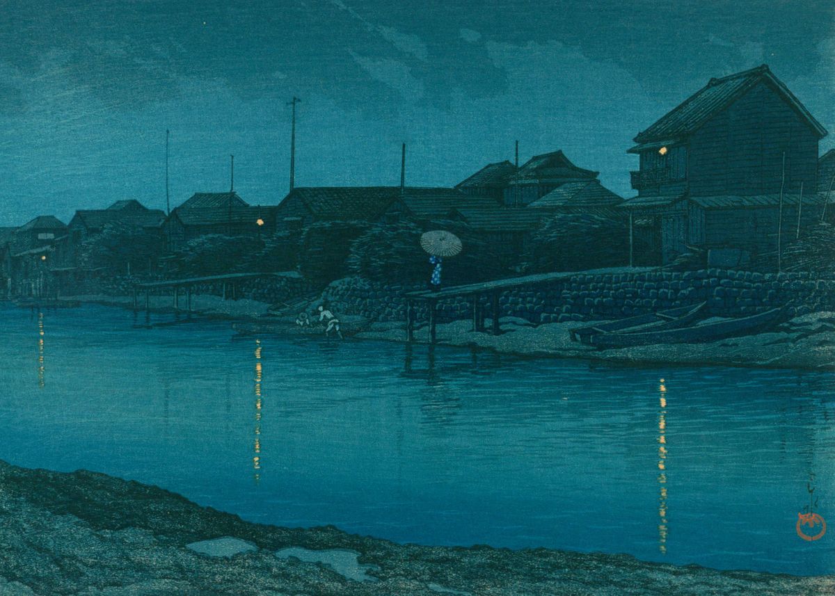 'Omori Shore At Night' Poster by Makanaki | Displate