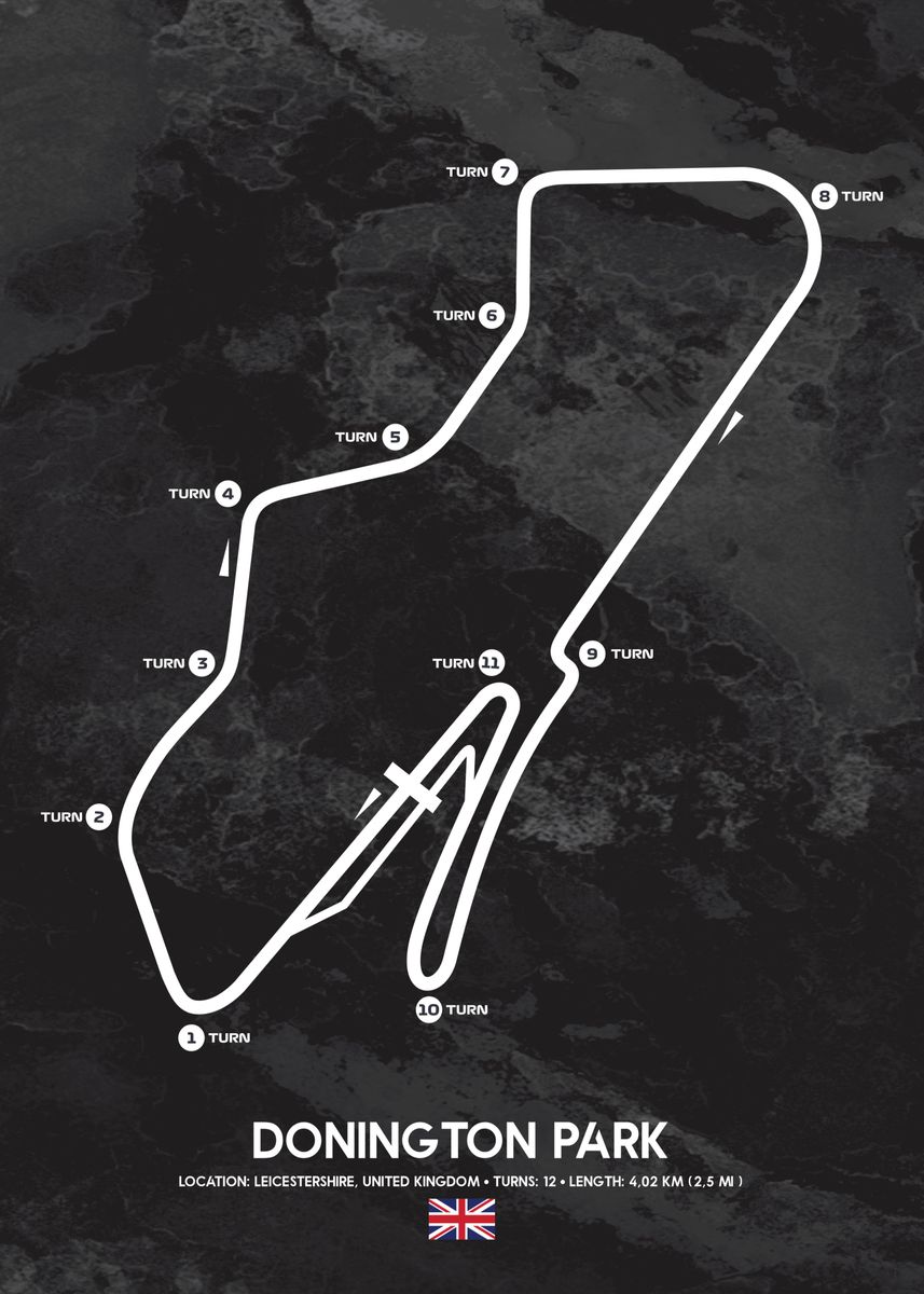 'Donington Park Circuit ' Poster, picture, metal print, paint by ...
