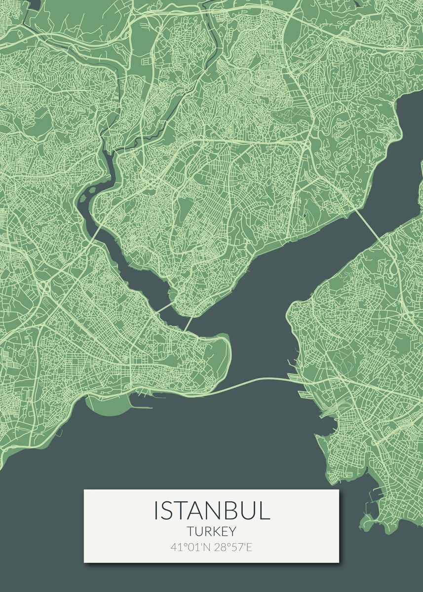 'Istanbul Green Map' Poster, picture, metal print, paint by dkDesign ...