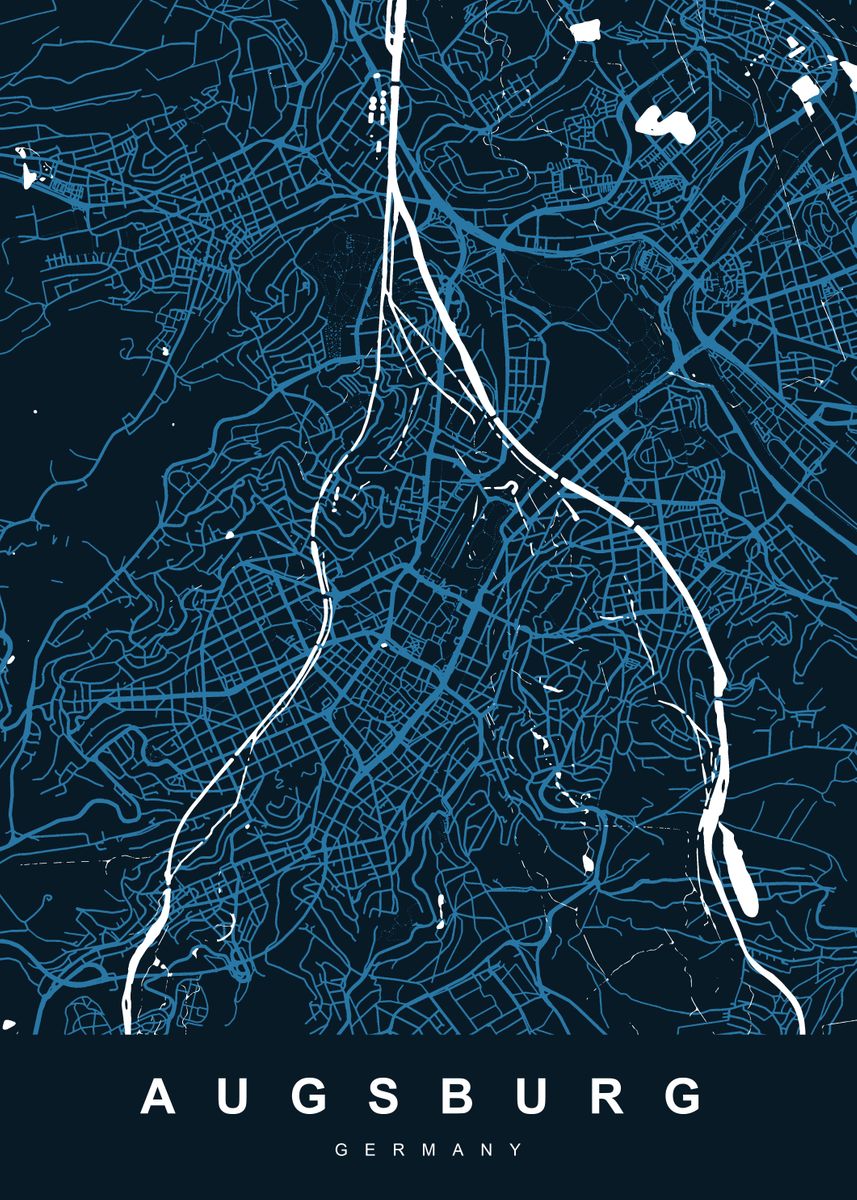 'AUGSBURG City Map Germany' Poster by UrbanMaps | Displate