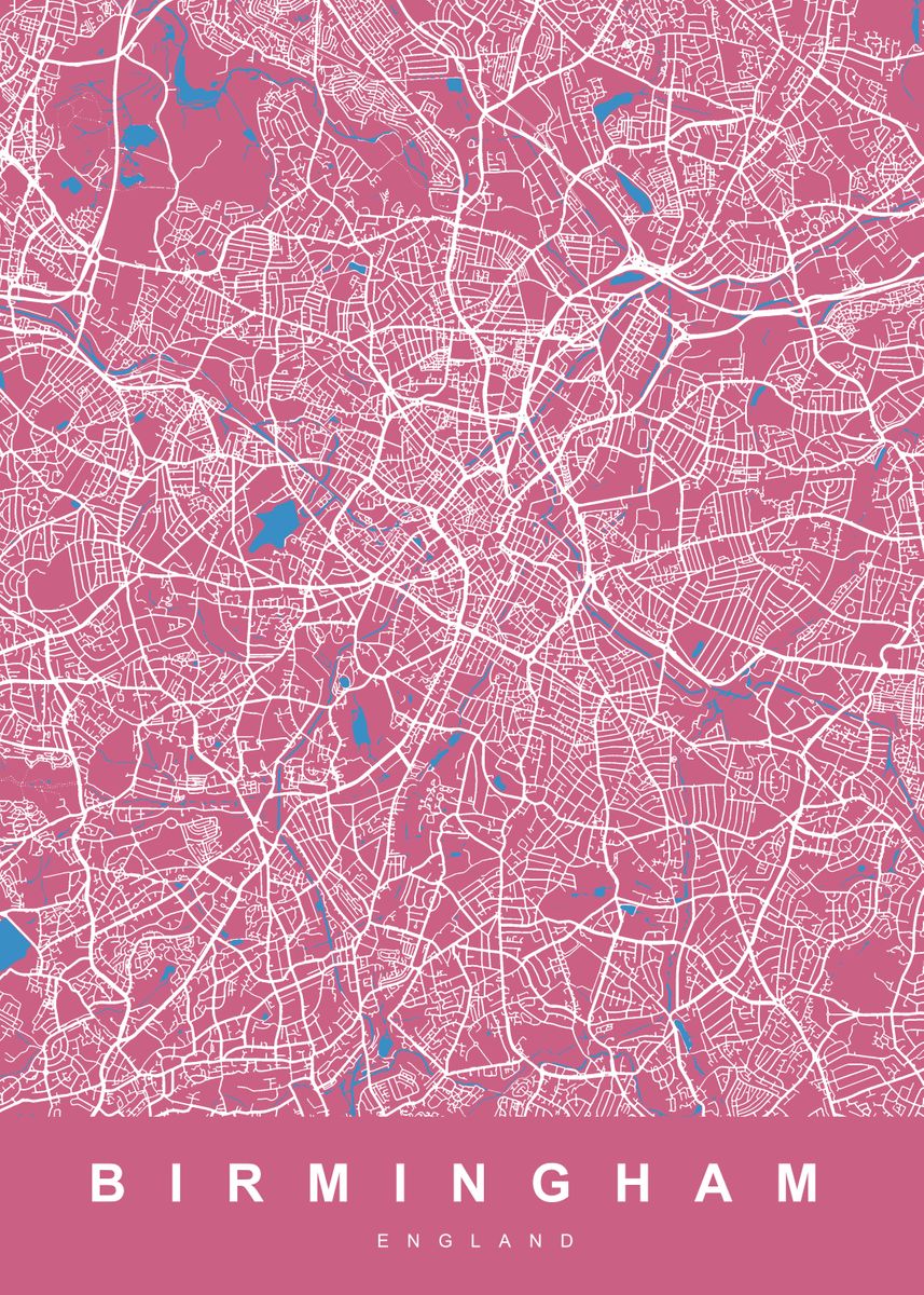 'BIRMINGHAM City Map UK' Poster, picture, metal print, paint by ...