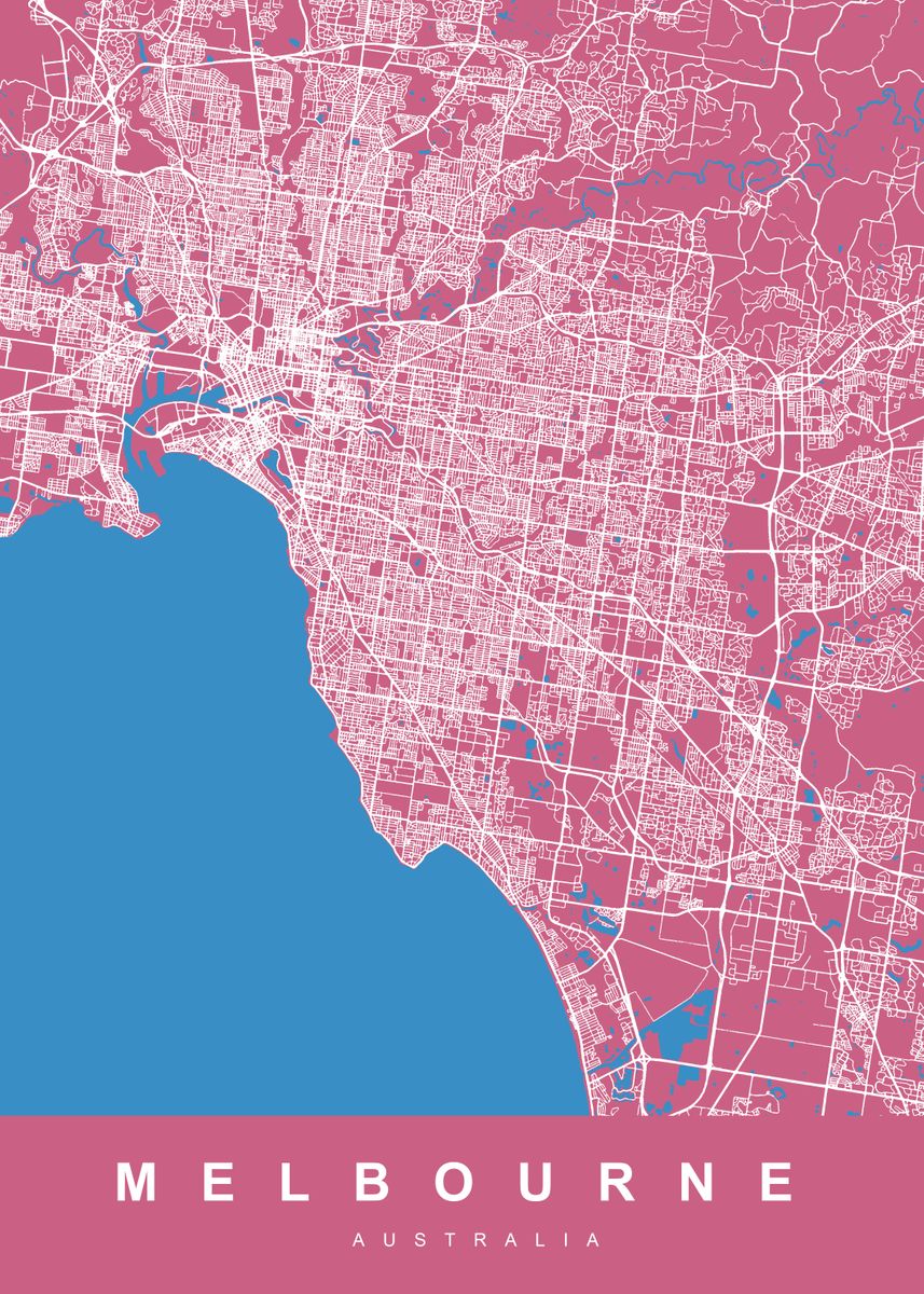 'MELBOURNE Art Map ' Poster, picture, metal print, paint by UrbanMaps ...