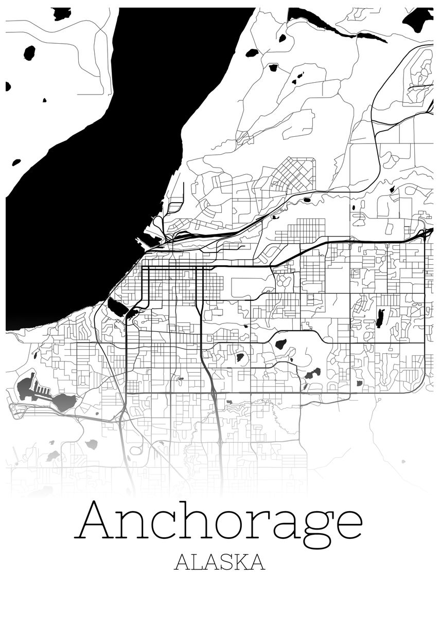 'Anchorage Alaska city map ' Poster by RelDesign | Displate