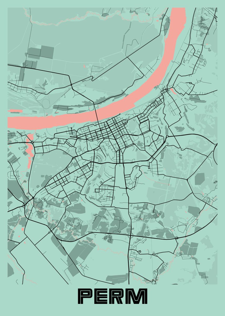 'Perm Peony City Map' Poster, picture, metal print, paint by Tien ...