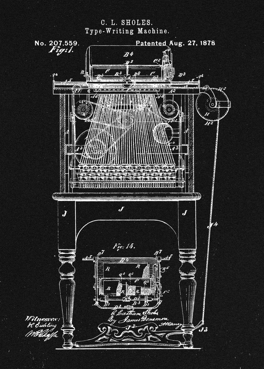 'Type writing machine' Poster, picture, metal print, paint by Sam Kal ...
