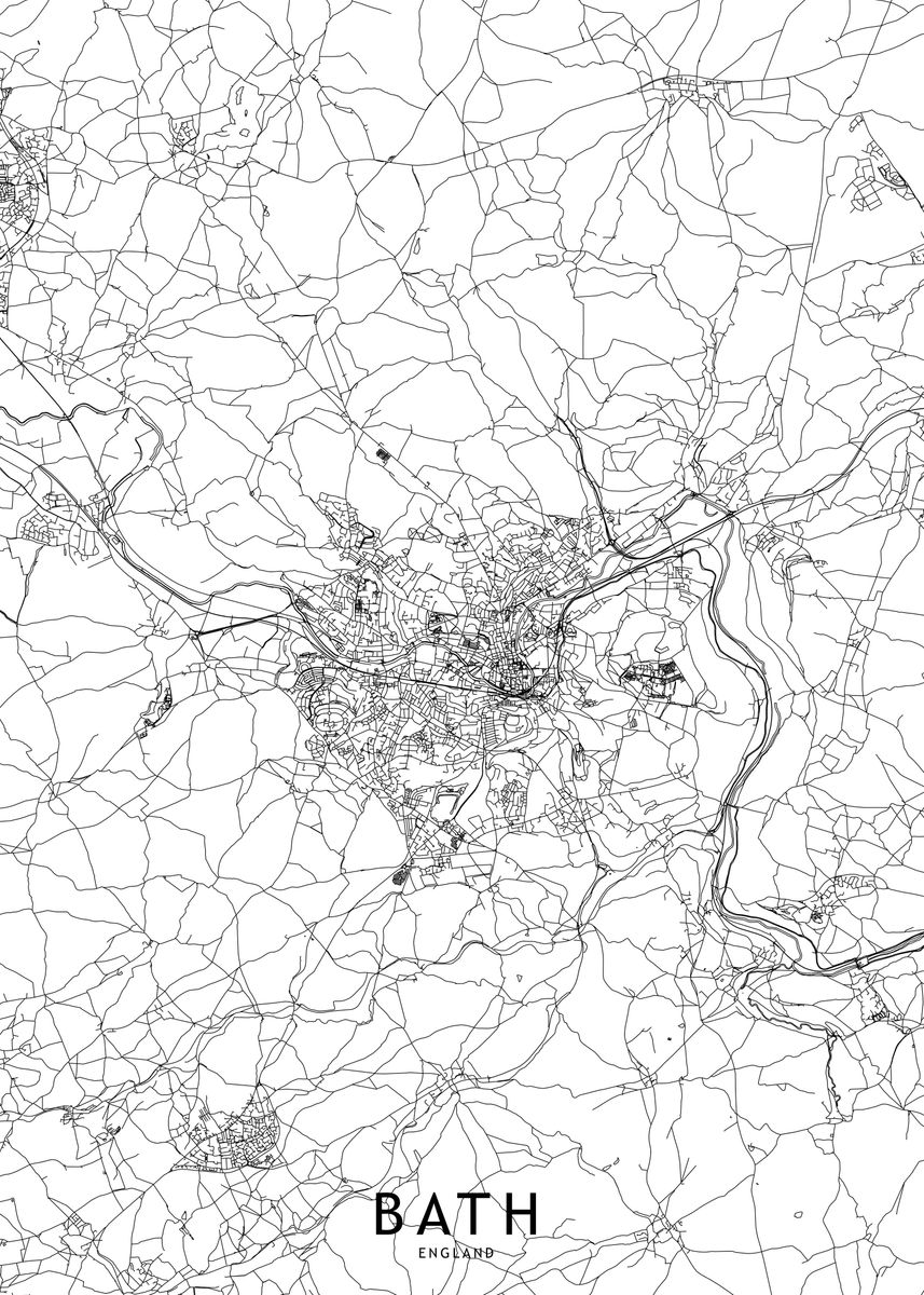 'Bath Map' Poster, picture, metal print, paint by Multiplicity Maps ...