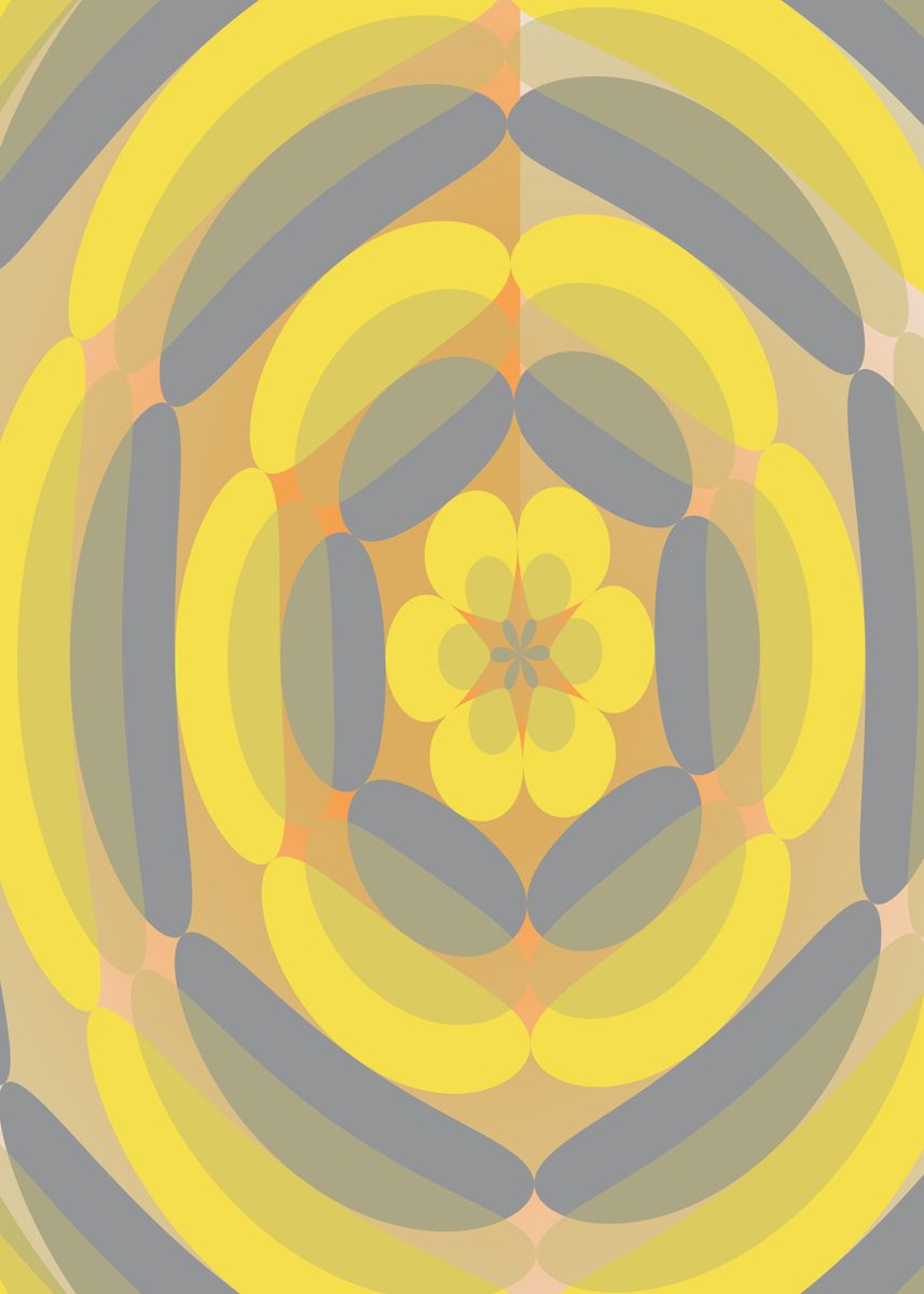 'Geometric yellow + gray' Poster, picture, metal print, paint by ...