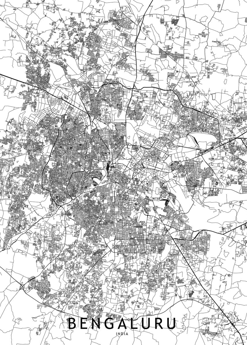 'Bengaluru Map' Poster, picture, metal print, paint by Multiplicity ...