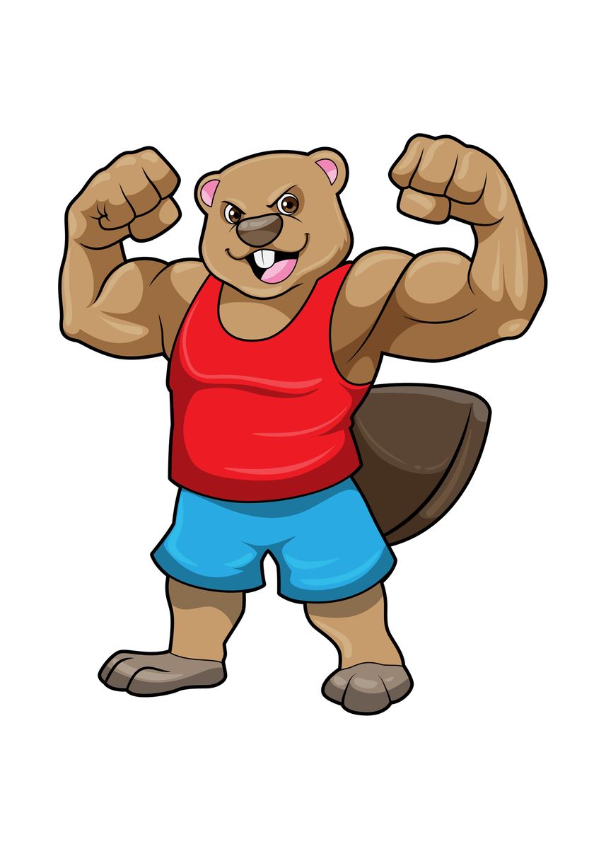 'Beaver Bodybuilding Sports' Poster, picture, metal print, paint by ...