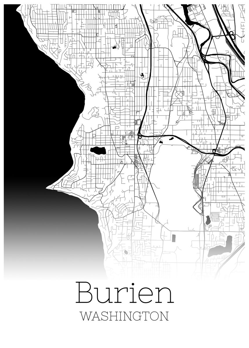 'Burien Washington city map' Poster, picture, metal print, paint by ...