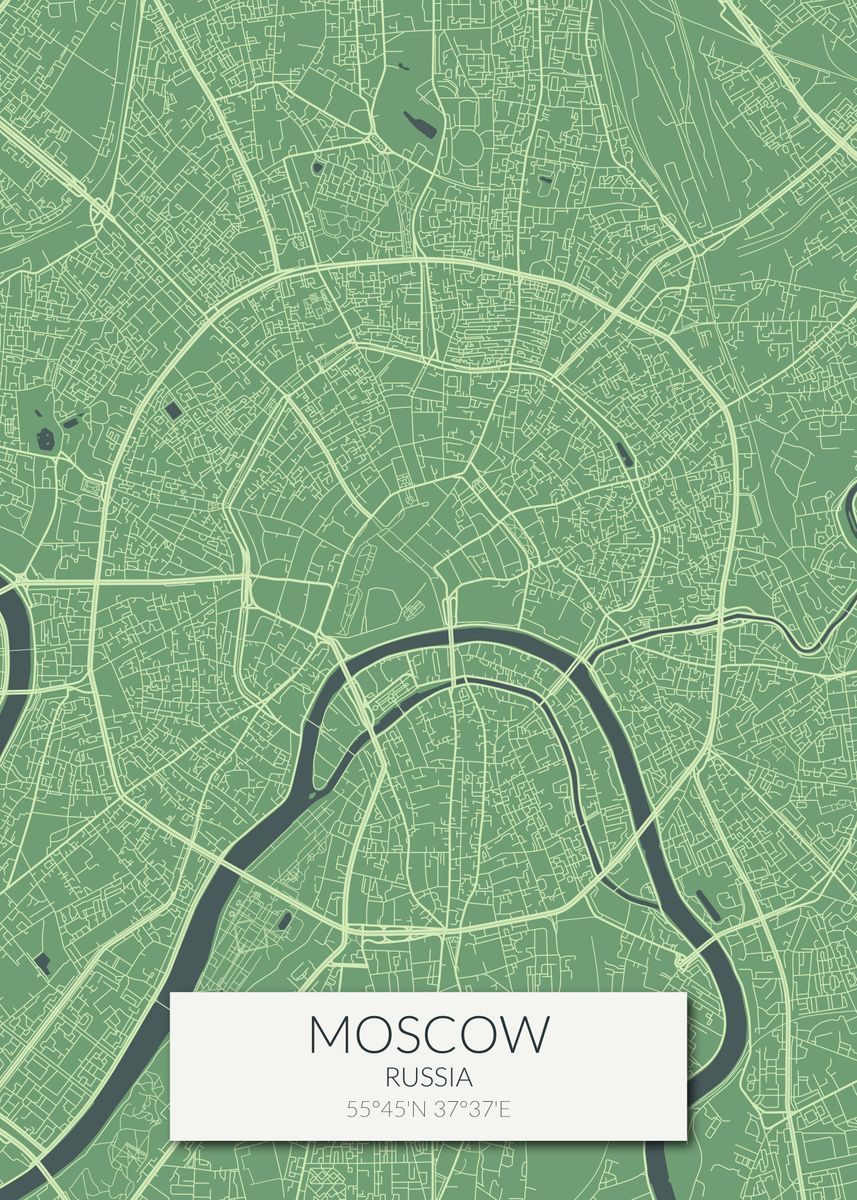 'Moscow Green Map' Poster, picture, metal print, paint by dkDesign ...