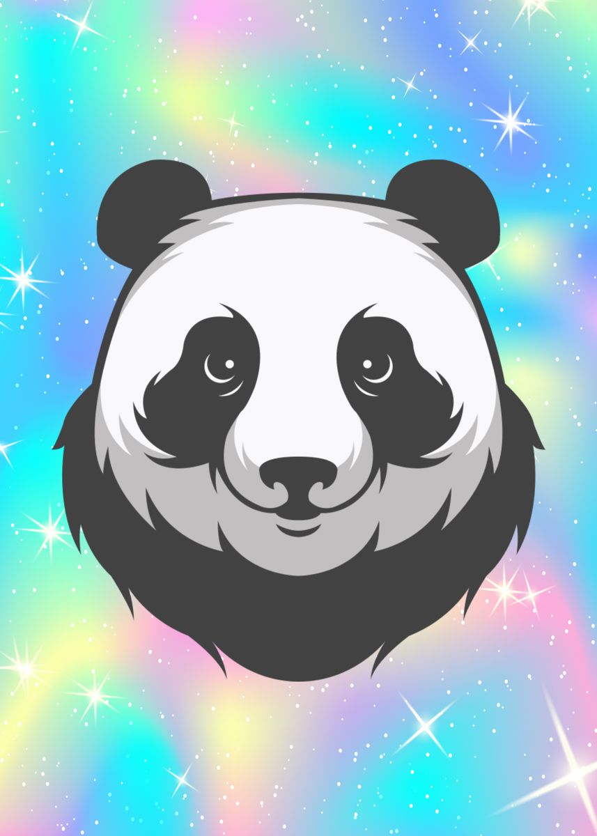 'Panda bear with stars' Poster, picture, metal print, paint by ...