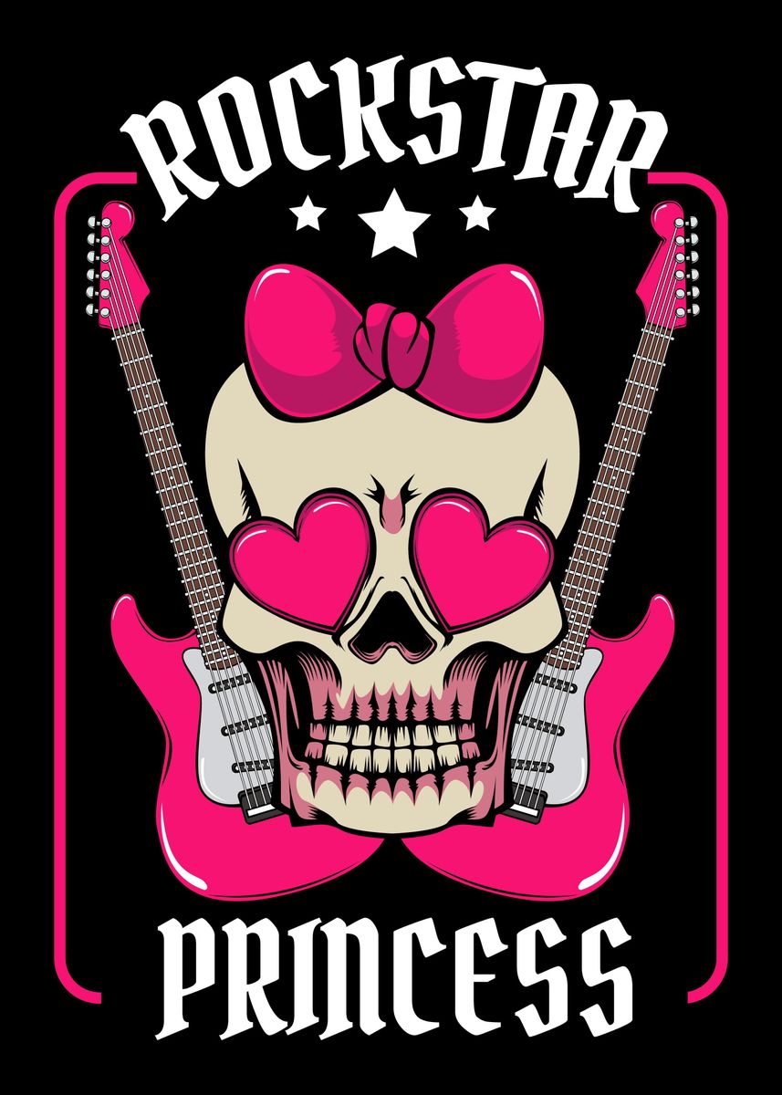 'Rockstar Princess Skull' Poster, picture, metal print, paint by ...