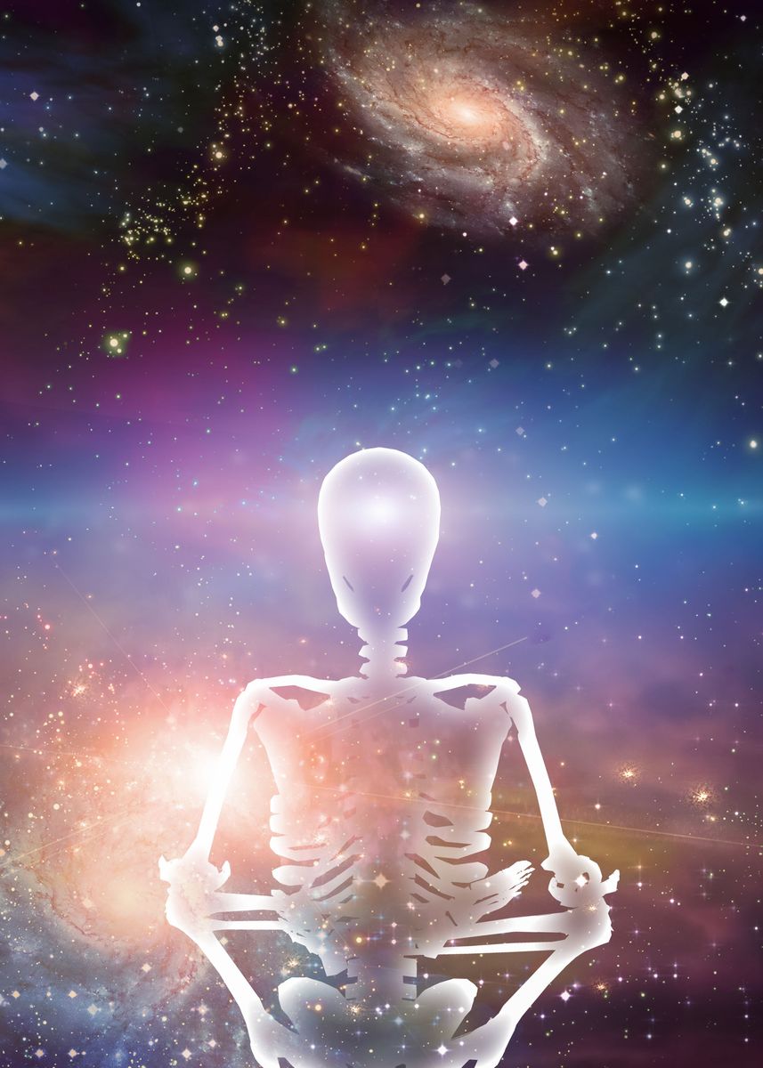 'Skeleton in lotus pose' Poster, picture, metal print, paint by Bruce ...