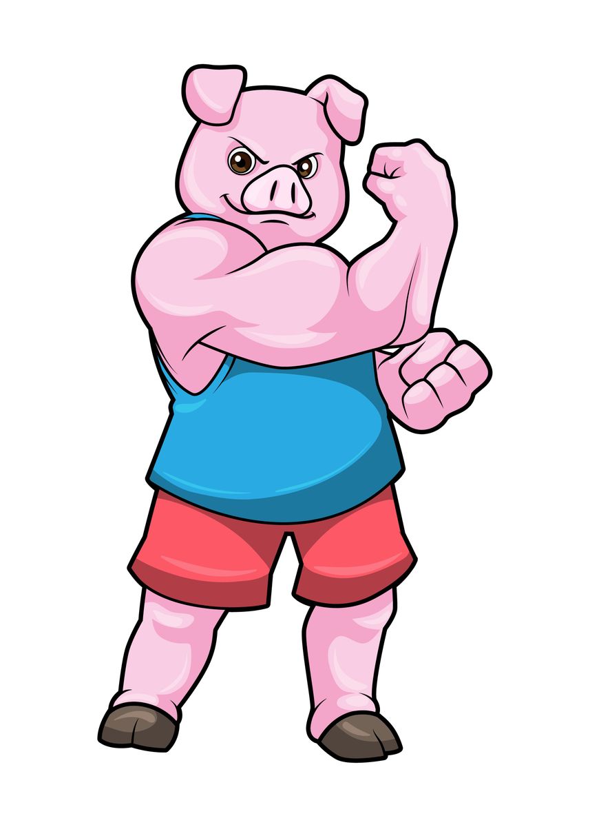 'Pig Bodybuilding Sports' Poster, picture, metal print, paint by Markus ...
