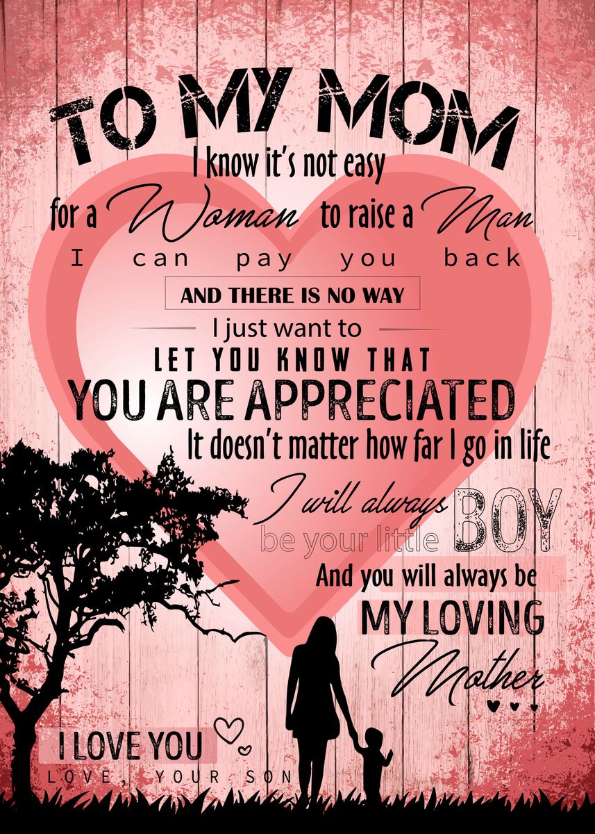'To My Mom' Poster, picture, metal print, paint by Nice Pictures | Displate