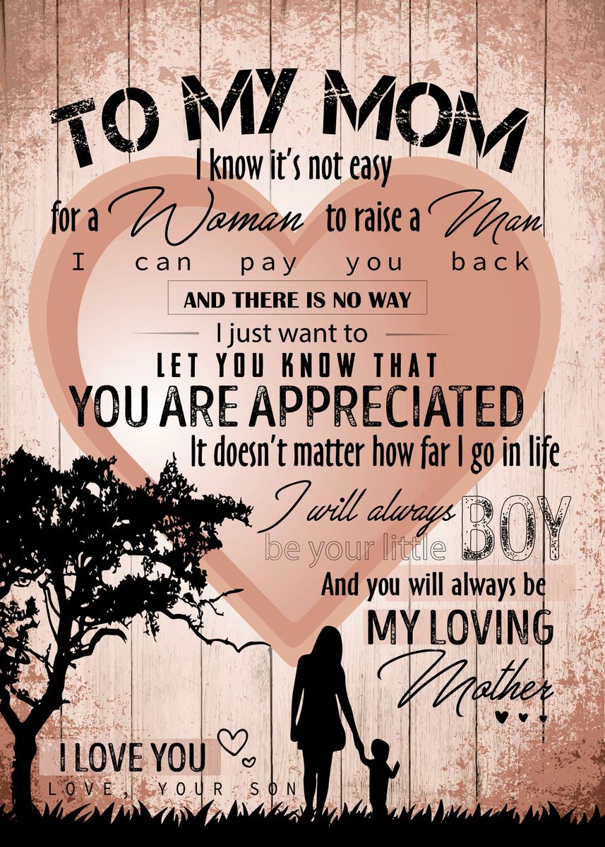 'To My Mom' Poster, picture, metal print, paint by Nice Pictures | Displate