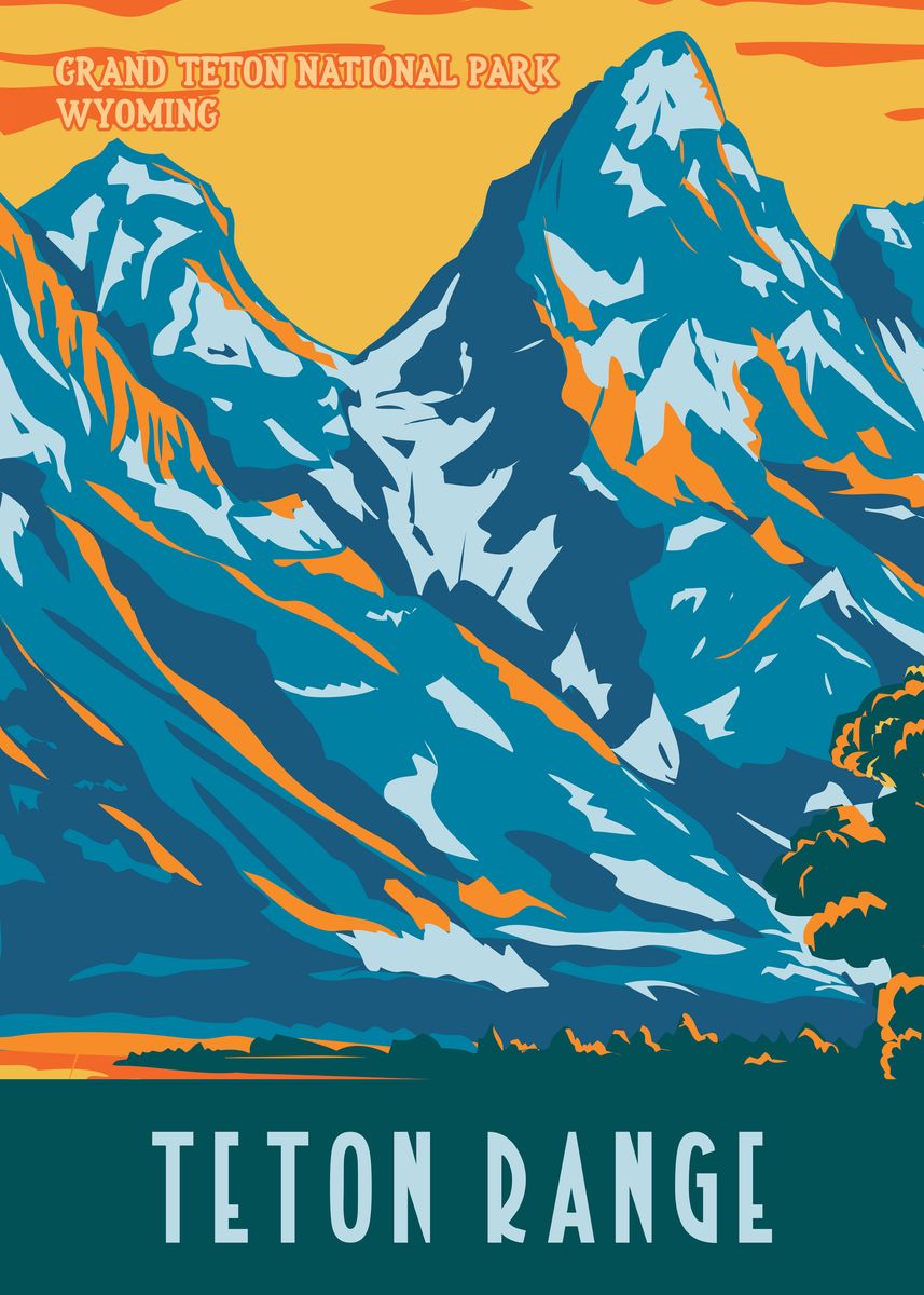 'Teton Range WPA' Poster, picture, metal print, paint by John Lucke ...