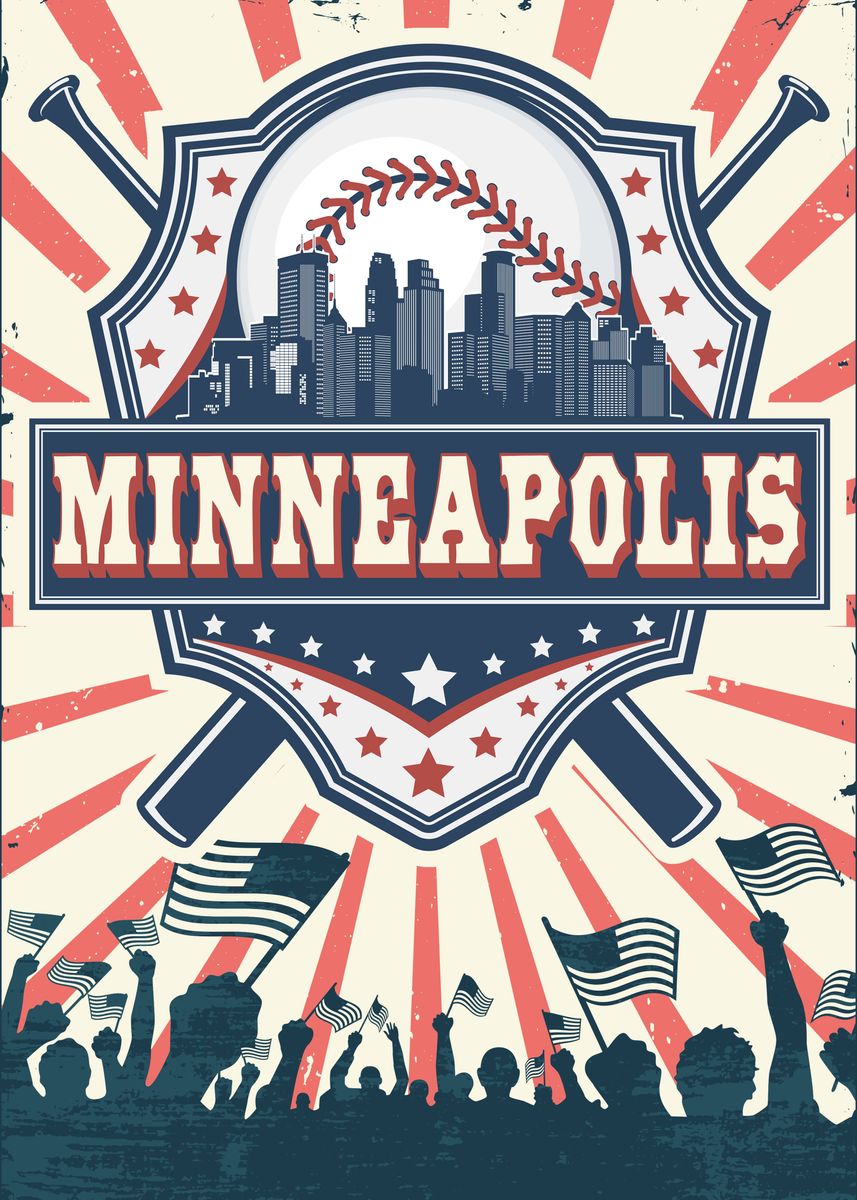 'Retro Minneapolis Baseball' Poster, picture, metal print, paint by ...