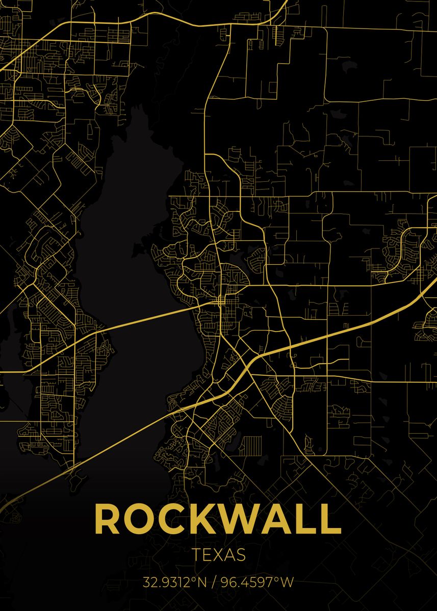 'Rockwall Texas Map' Poster, picture, metal print, paint by Conceptual ...