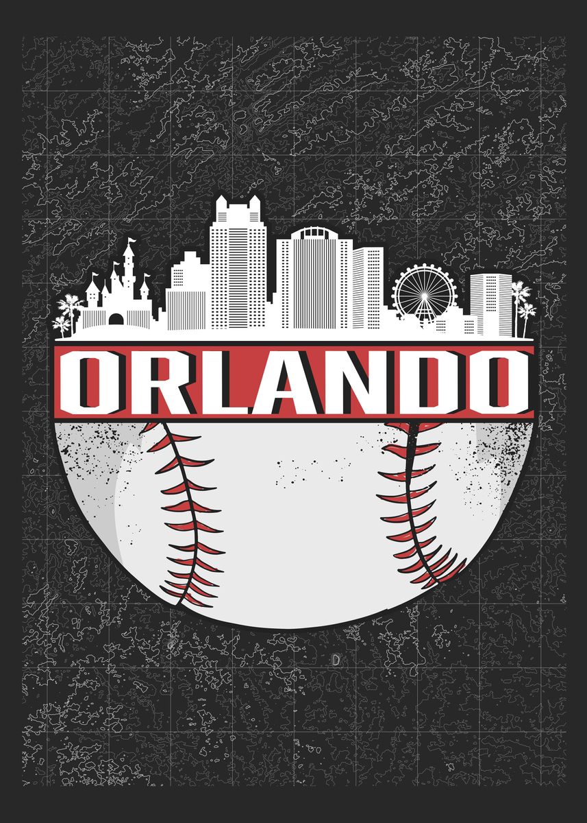 'Orlando Baseball Skyline' Poster, picture, metal print, paint by ...