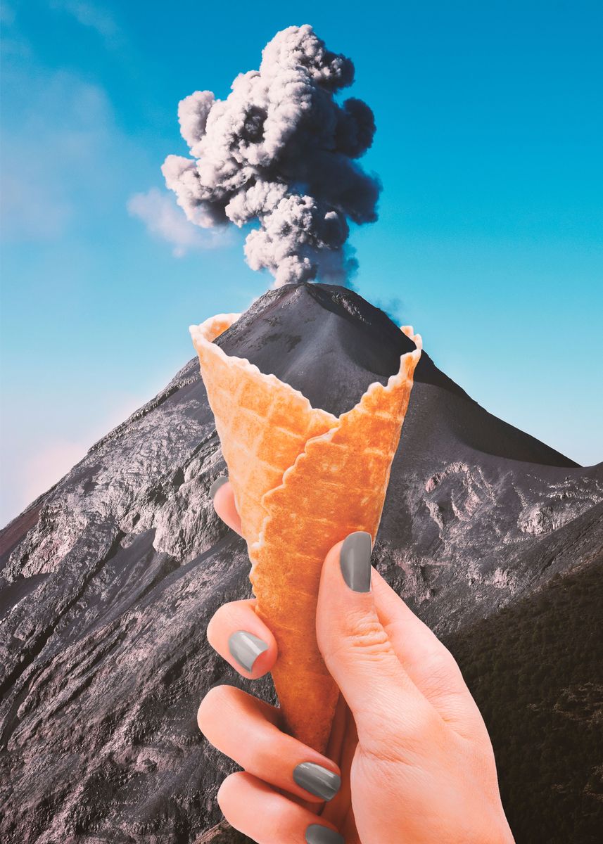 'Ice cream volcano' Poster, picture, metal print, paint by le Petra ...