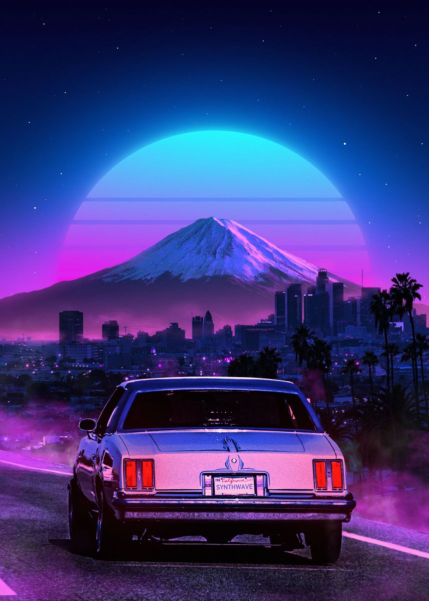 '80s Synthwave drive' Poster, picture, metal print, paint by Exhozt ...