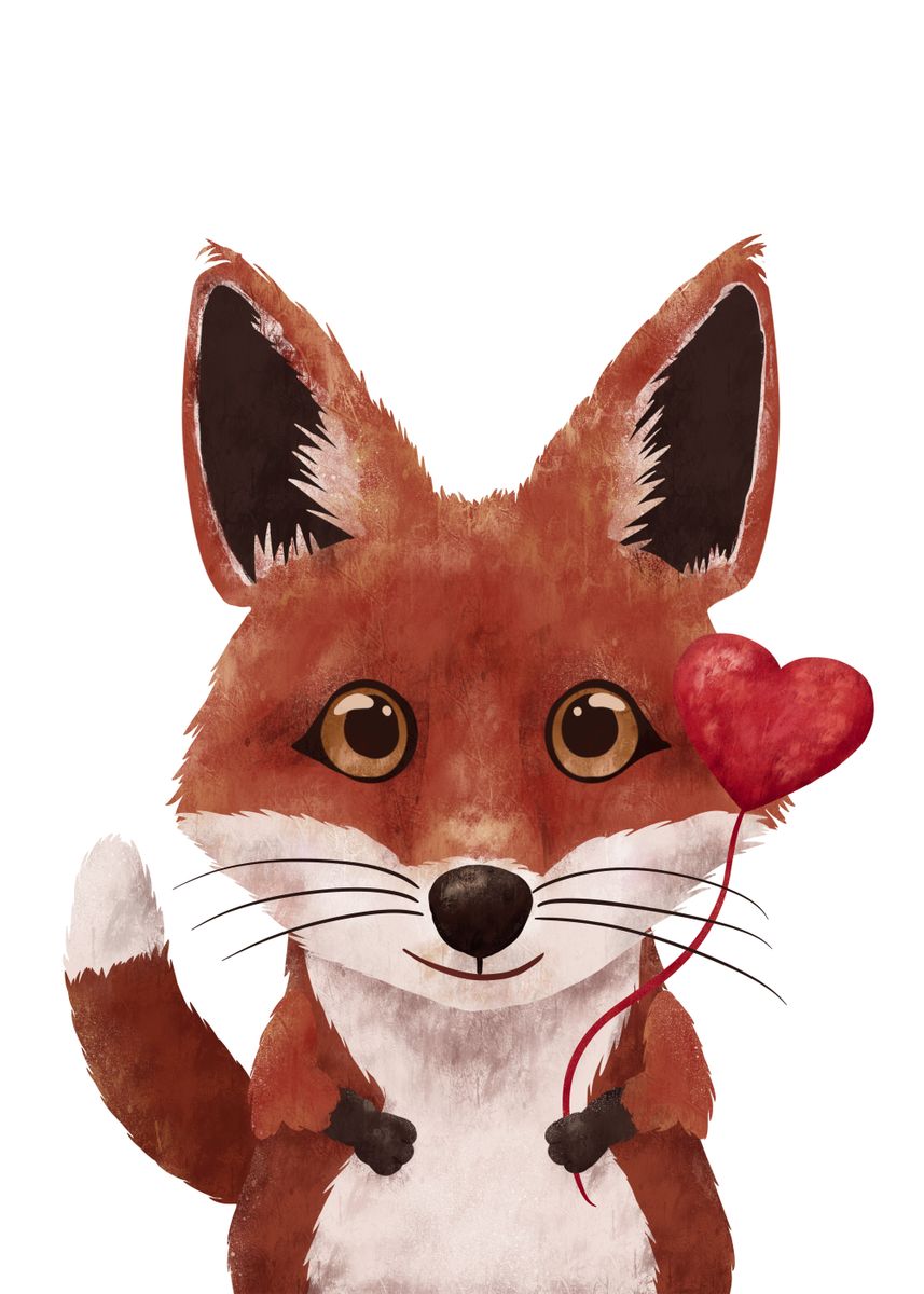 'Fox love' Poster, picture, metal print, paint by XandYart | Displate