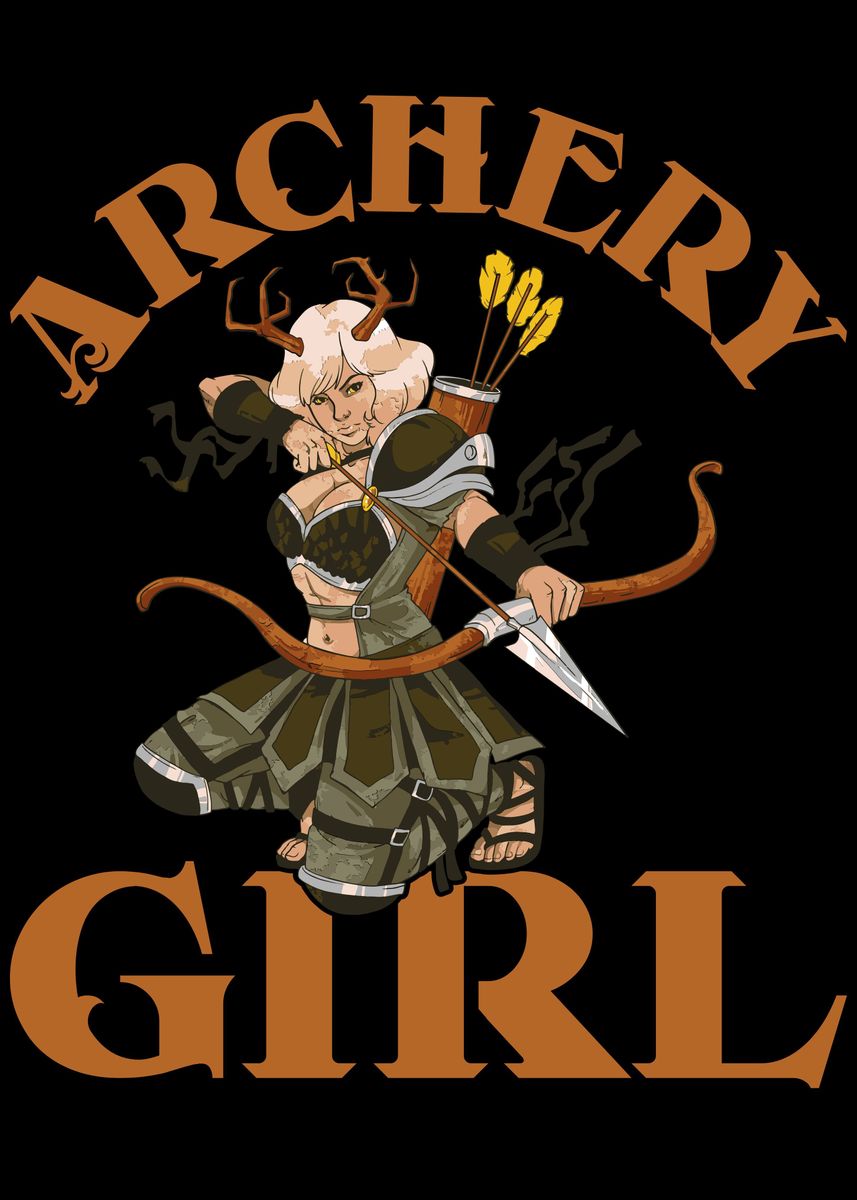 'Archery Girl' Poster, picture, metal print, paint by CatRobot | Displate