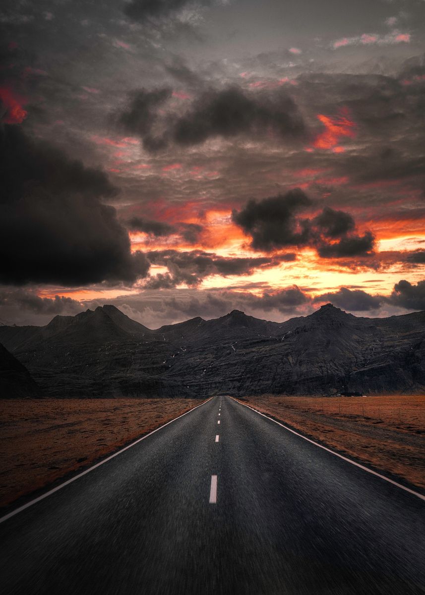 'black red cloud road' Poster, picture, metal print, paint by DheYa Art ...