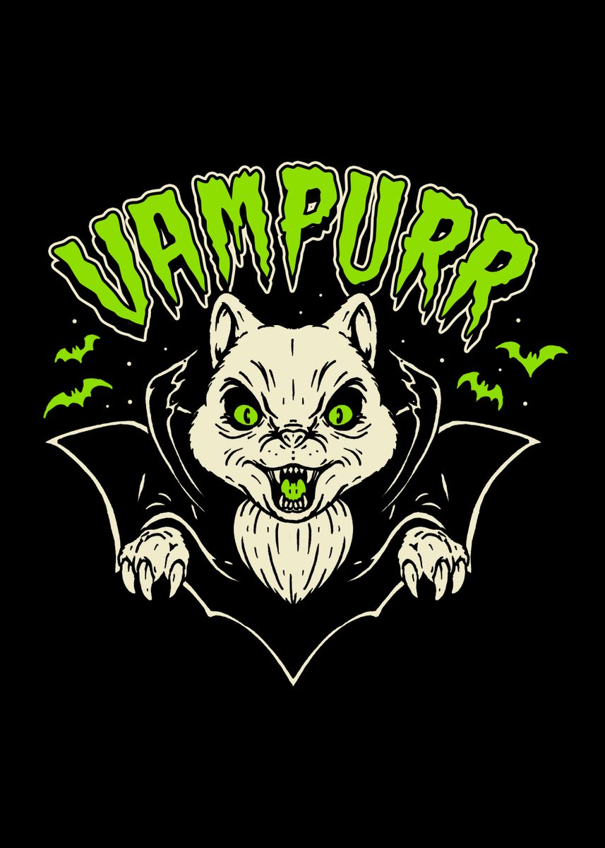 'Vampurr Cat Vampire' Poster, picture, metal print, paint by Monsters ...