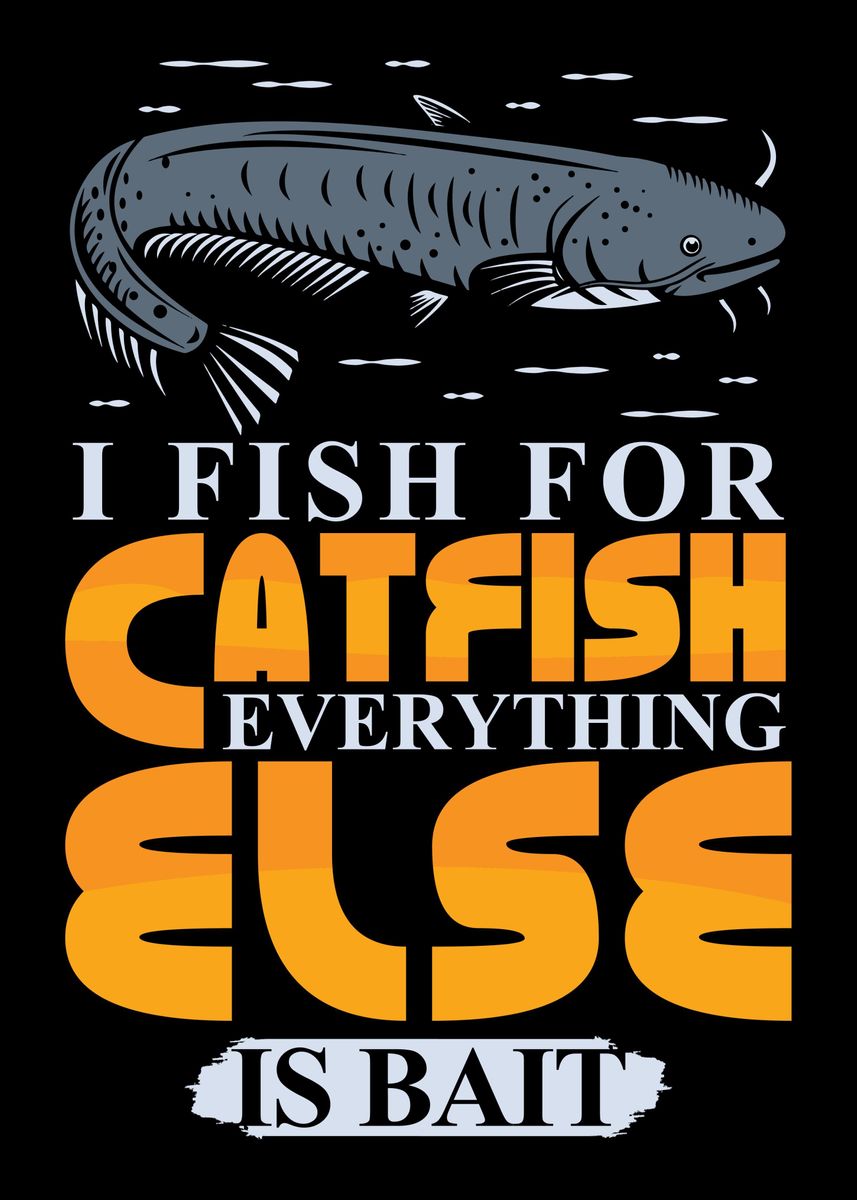 'Catfish Angler Fishing' Poster, picture, metal print, paint by ...