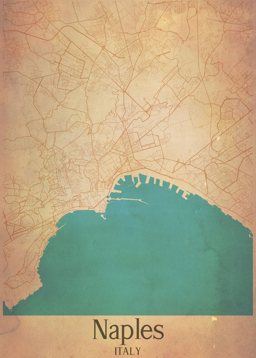 'Naples Italy City Map ' Poster, picture, metal print, paint by Tim ...