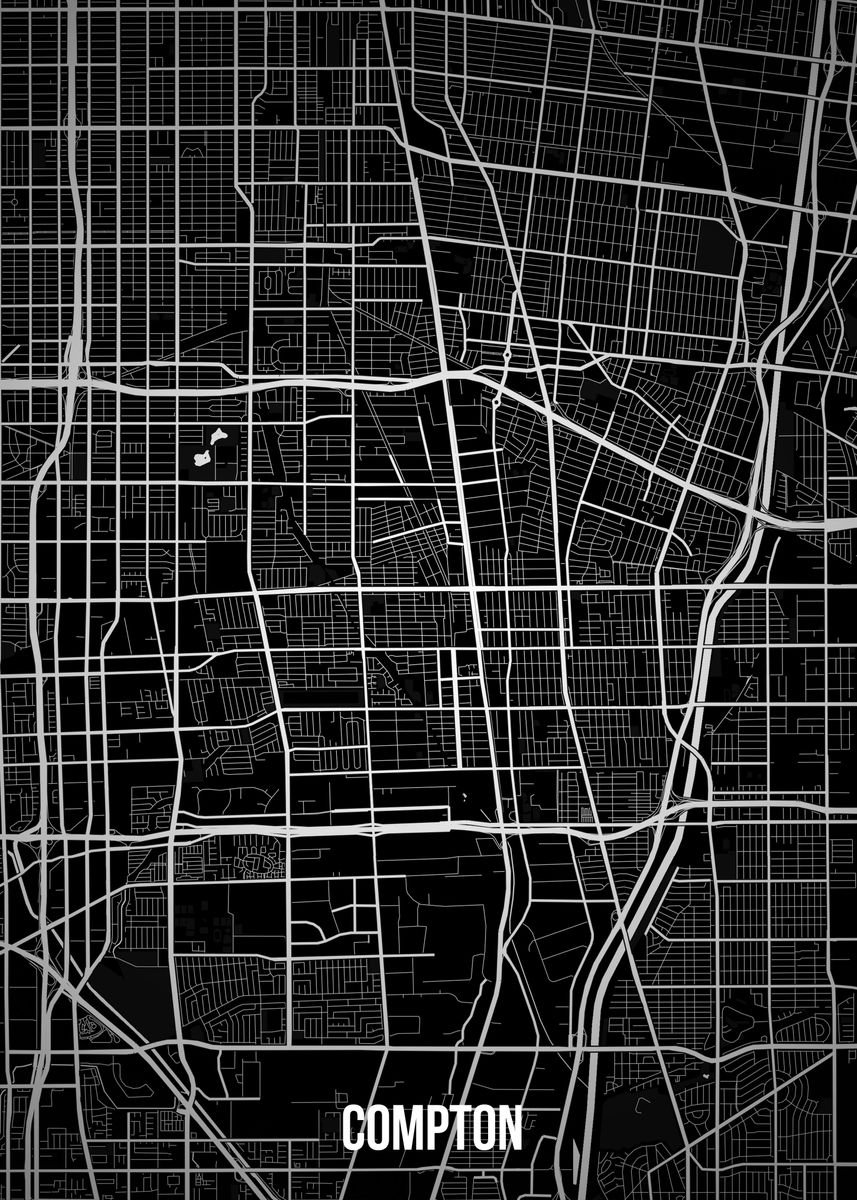 'Compton dark map' Poster, picture, metal print, paint by LUNGHISTE ...