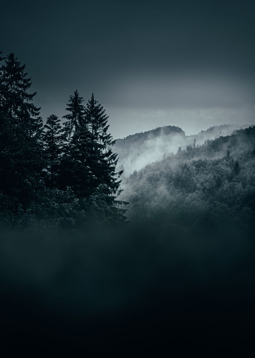 'Peak in the fog' Poster by Adam Stolarczyk | Displate