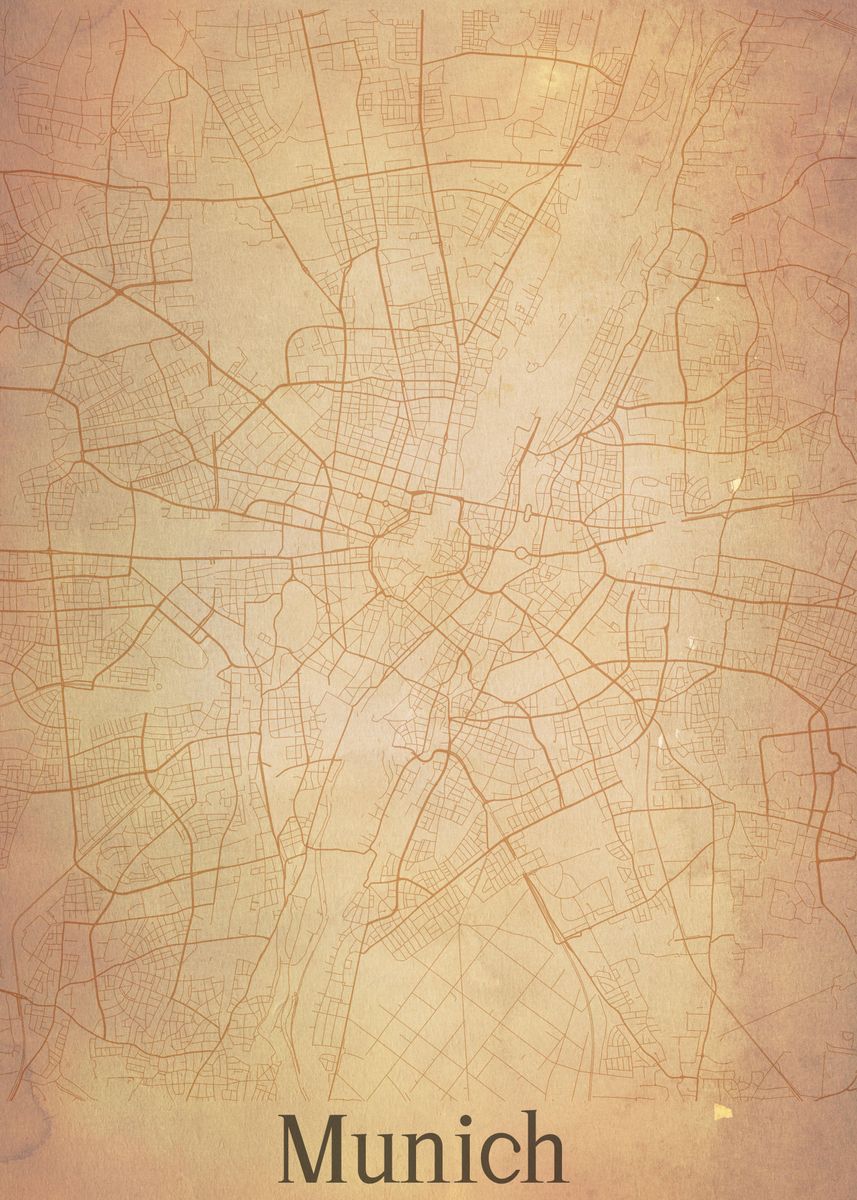 'Munich Germany City Map' Poster by Tim Hinz | Displate