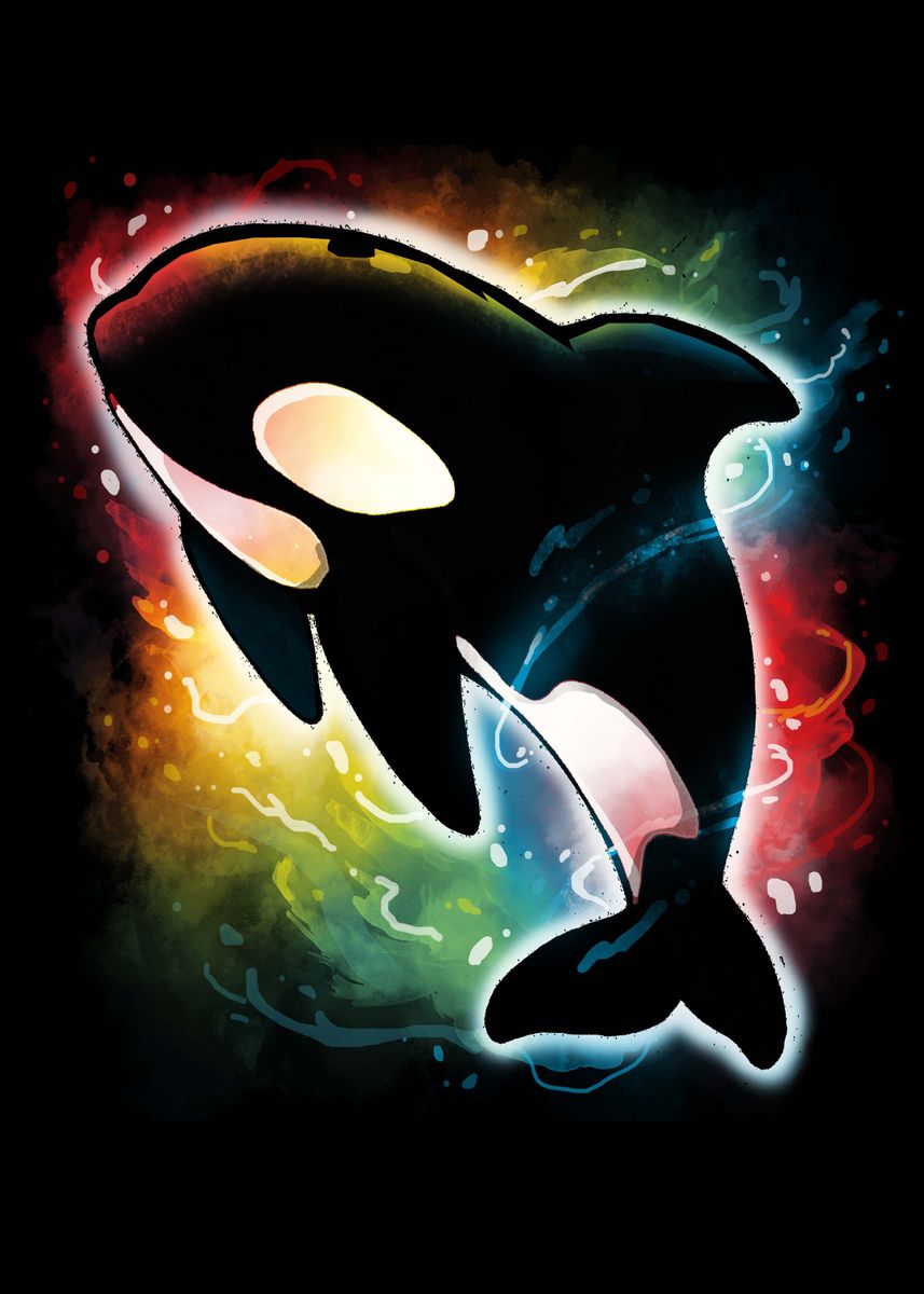'Killer Whale Colors' Poster, picture, metal print, paint by Valentina ...