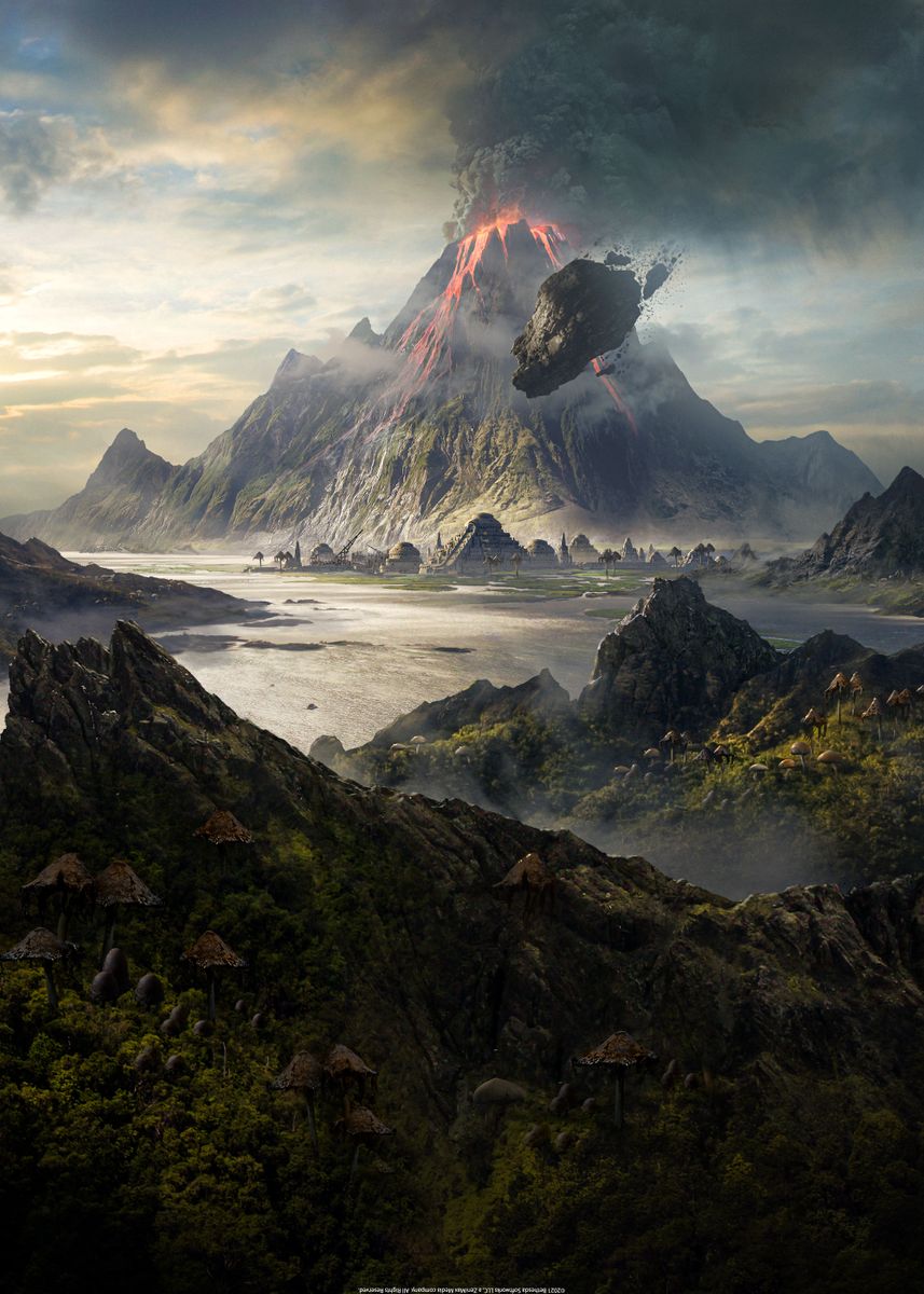 'Red Mountain' Poster, picture, metal print, paint by The Elder Scrolls ...