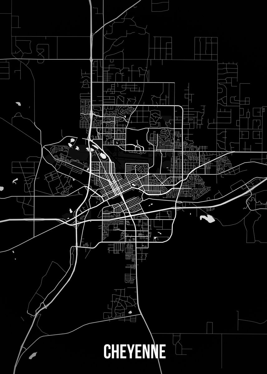 'Cheyenne dark map' Poster, picture, metal print, paint by LUNGHISTE ...