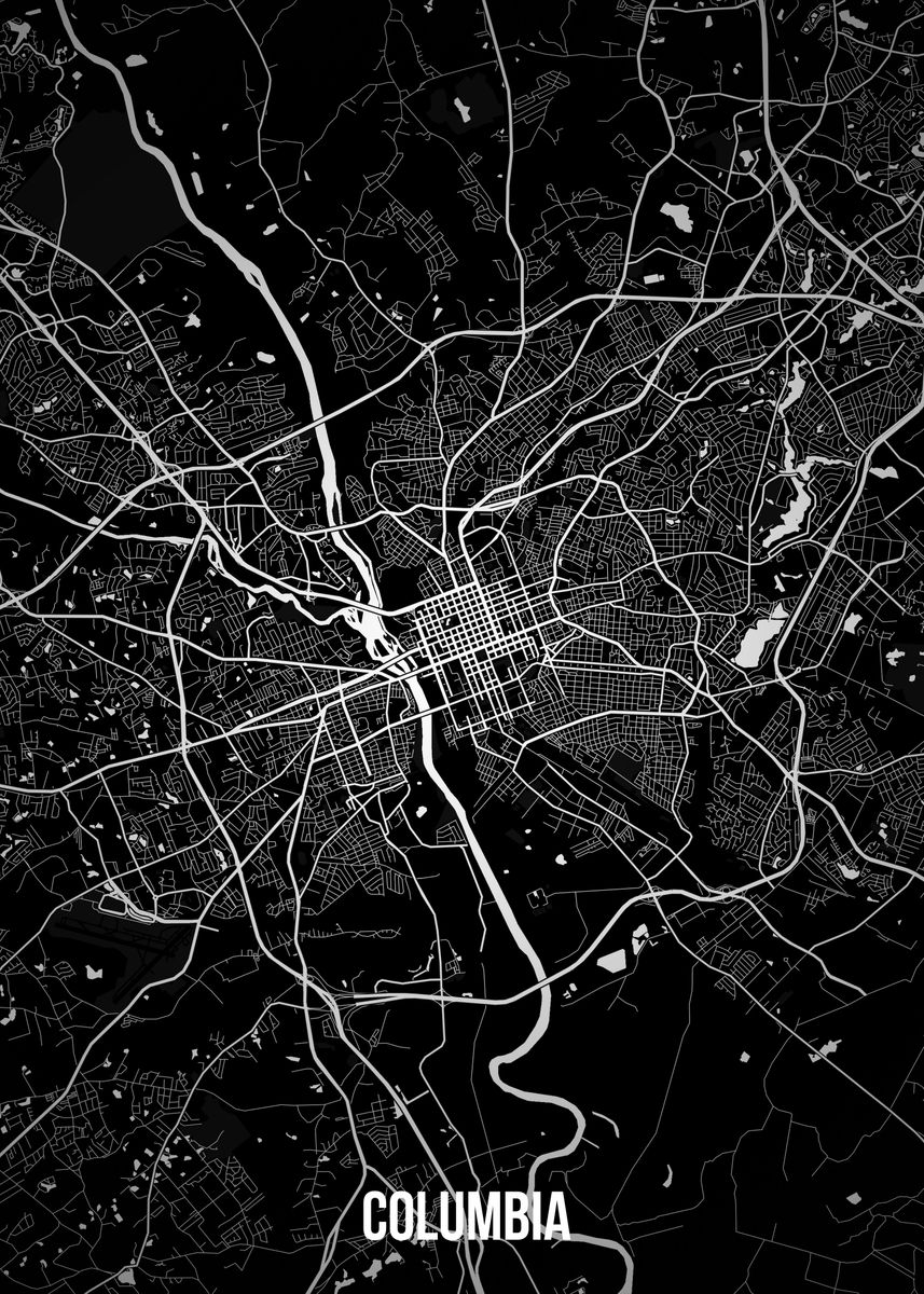 'Columbia dark map' Poster, picture, metal print, paint by Stefano ...