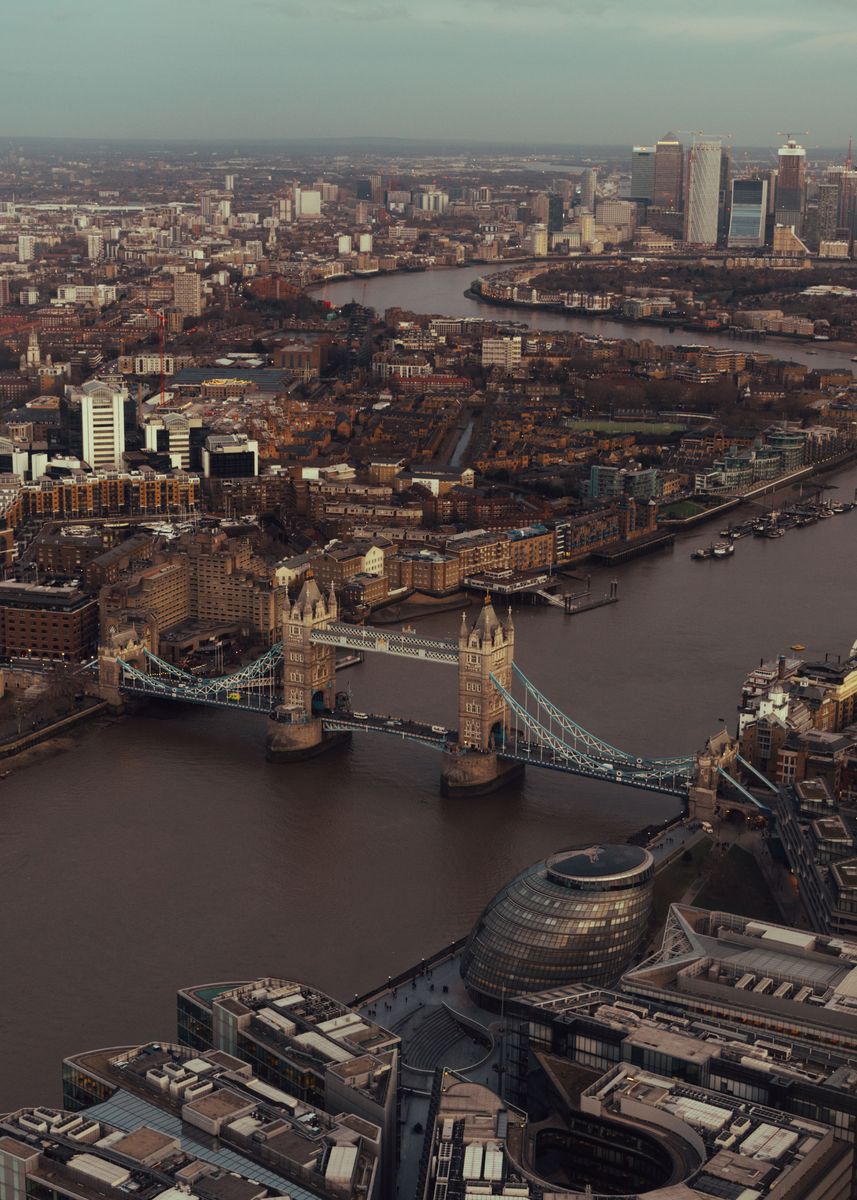 'Tower bridge from above' Poster, picture, metal print, paint by Josh ...