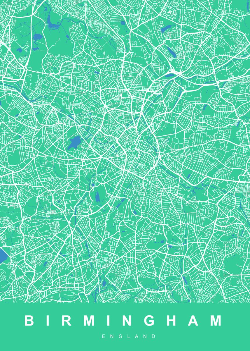 'BIRMINGHAM City Map UK' Poster, picture, metal print, paint by ...